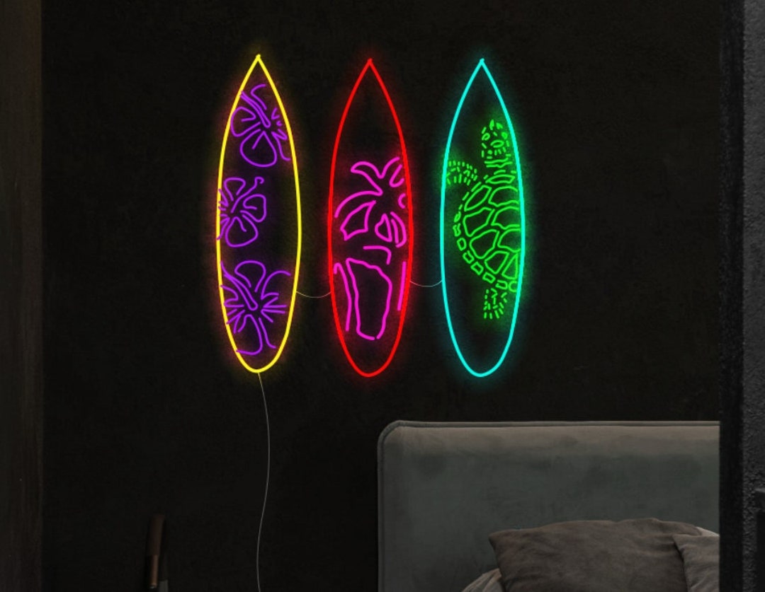 Surfboard Neon Sign, Cool Neon Lamp, Surf Neon Light, Custom Neon Sign ...