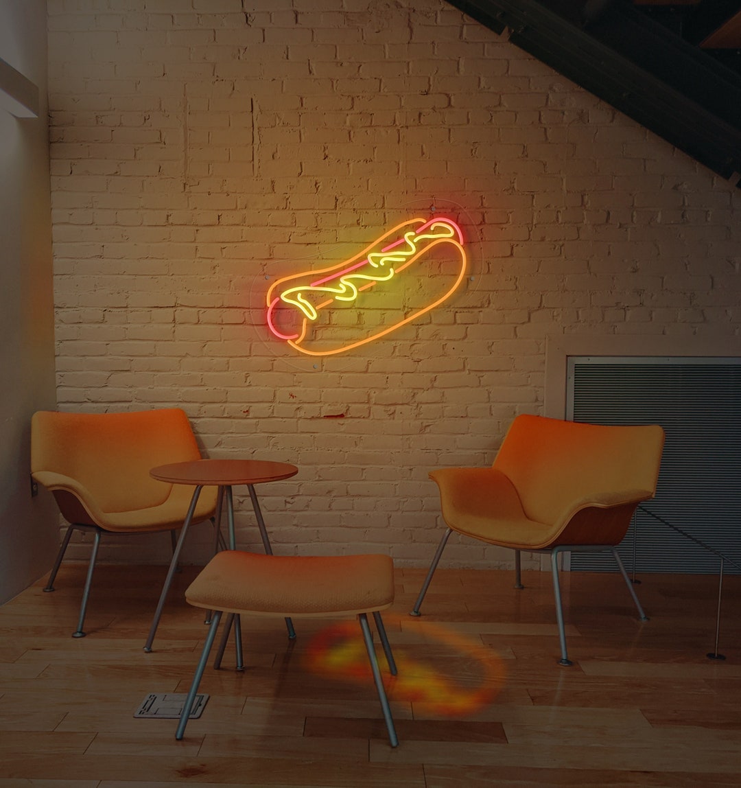 Hot Dog, LED Neon Sign Neon Hot Dog Neon Light, Neon Sign, Wall Decor ...