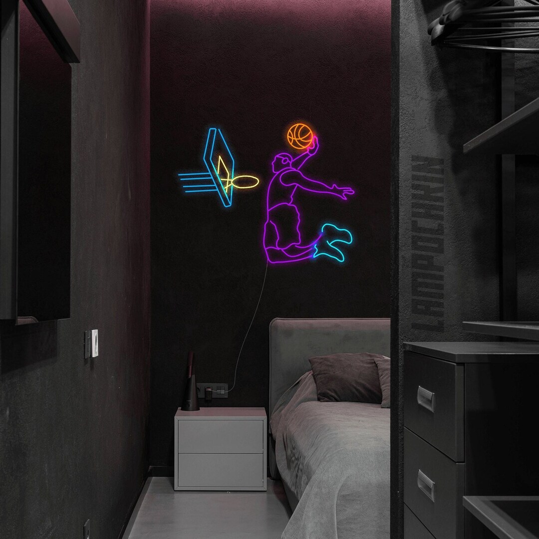 Basketball Neon Sign, Basketball Player Neon Sign, Basketball Neon ...