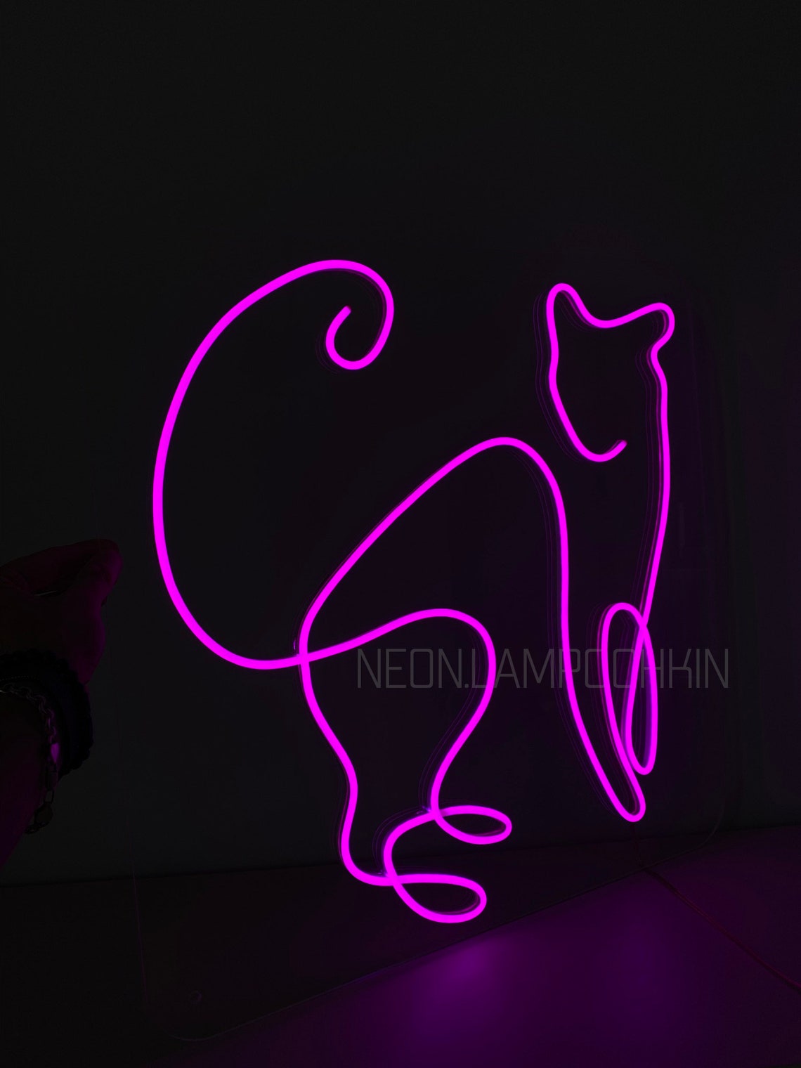 CAT neon sign one line cat art neon led neon sign bedroom | Etsy