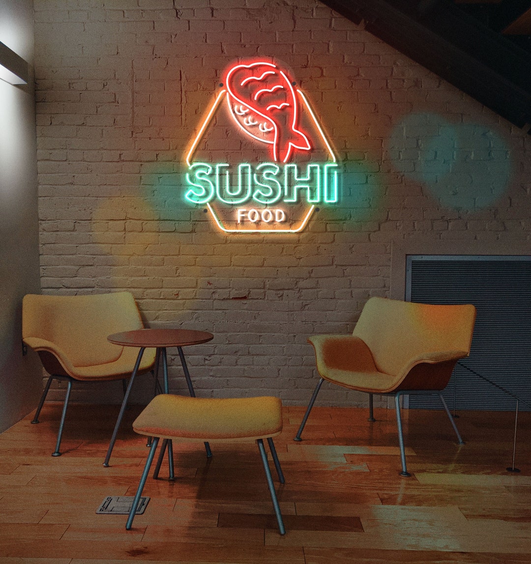 Sushi Neon Sign Asian Food Neon Sign, Food Neon Sign, Custom Food Sign ...