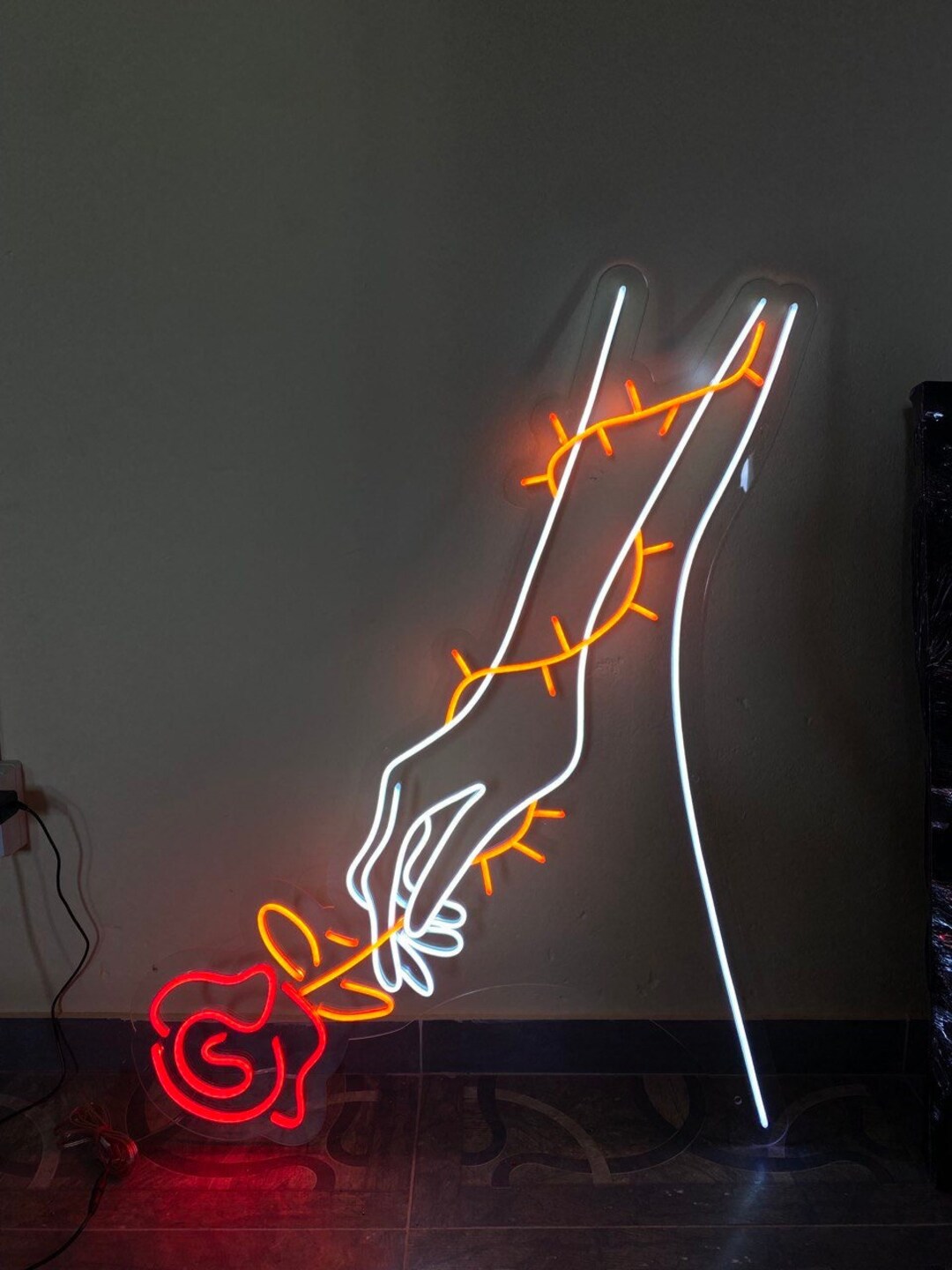 Hand With Rose Neon Sign Holding Hand, Hand With Flower / Body Led Sign ...