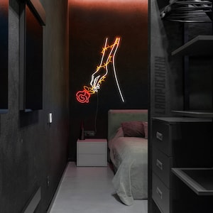 Hand With Rose Neon Sign Holding Hand, Hand With Flower / Body Led Sign ...