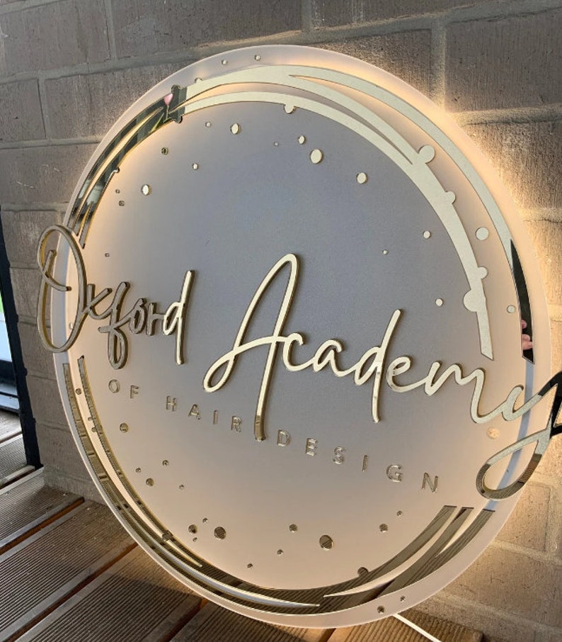 Business Neon Lights Mirror Logo Sign Acrylic Gold Logo Sign - Etsy