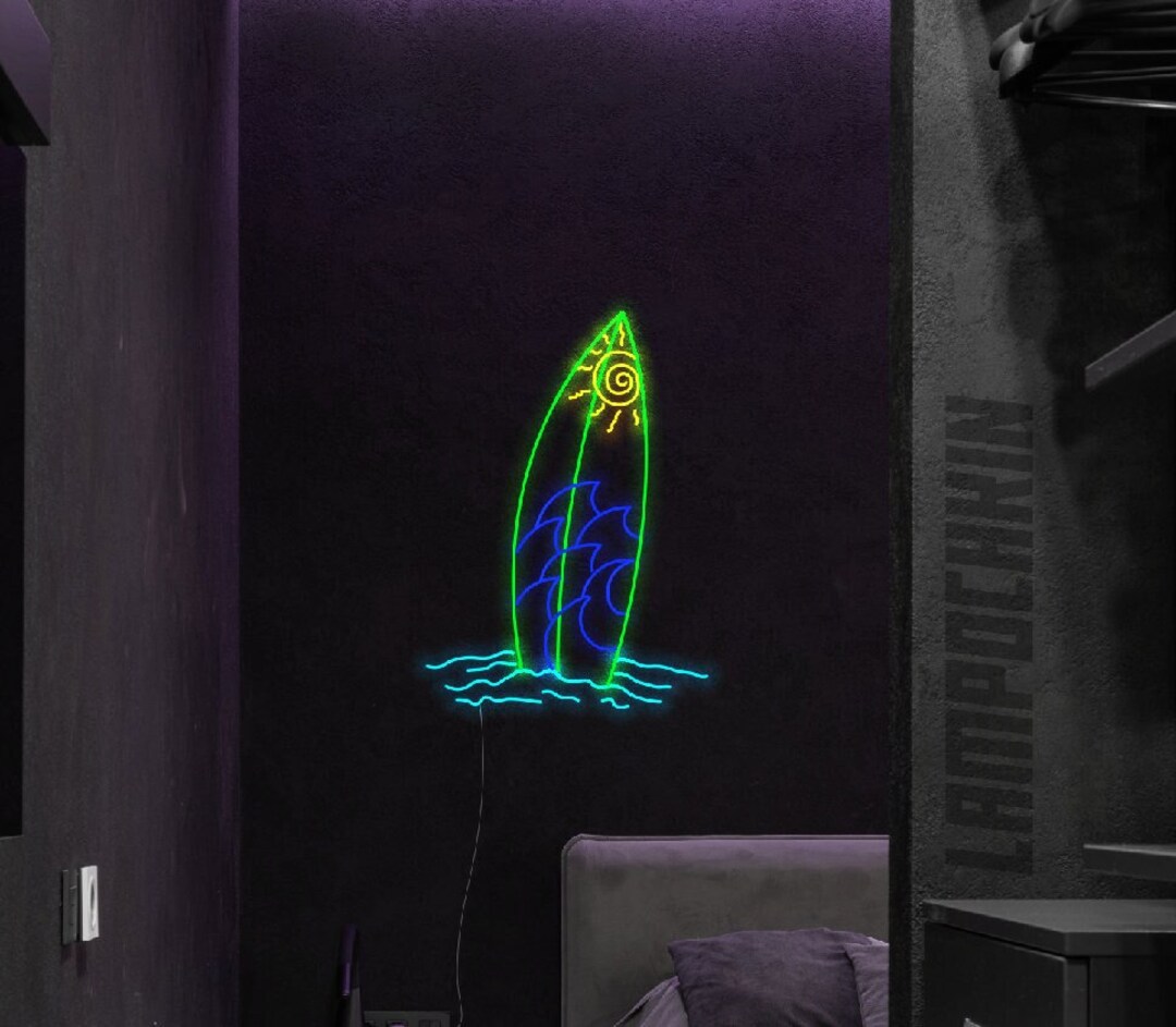 Surfboard Neon Sign, Cool Neon Lamp, Surf Neon Light, Custom Neon Sign ...