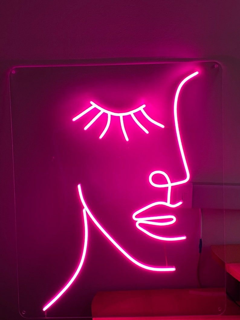 Pink Face Neon Neon Sign Pink Deocr for Wall Decor for | Etsy