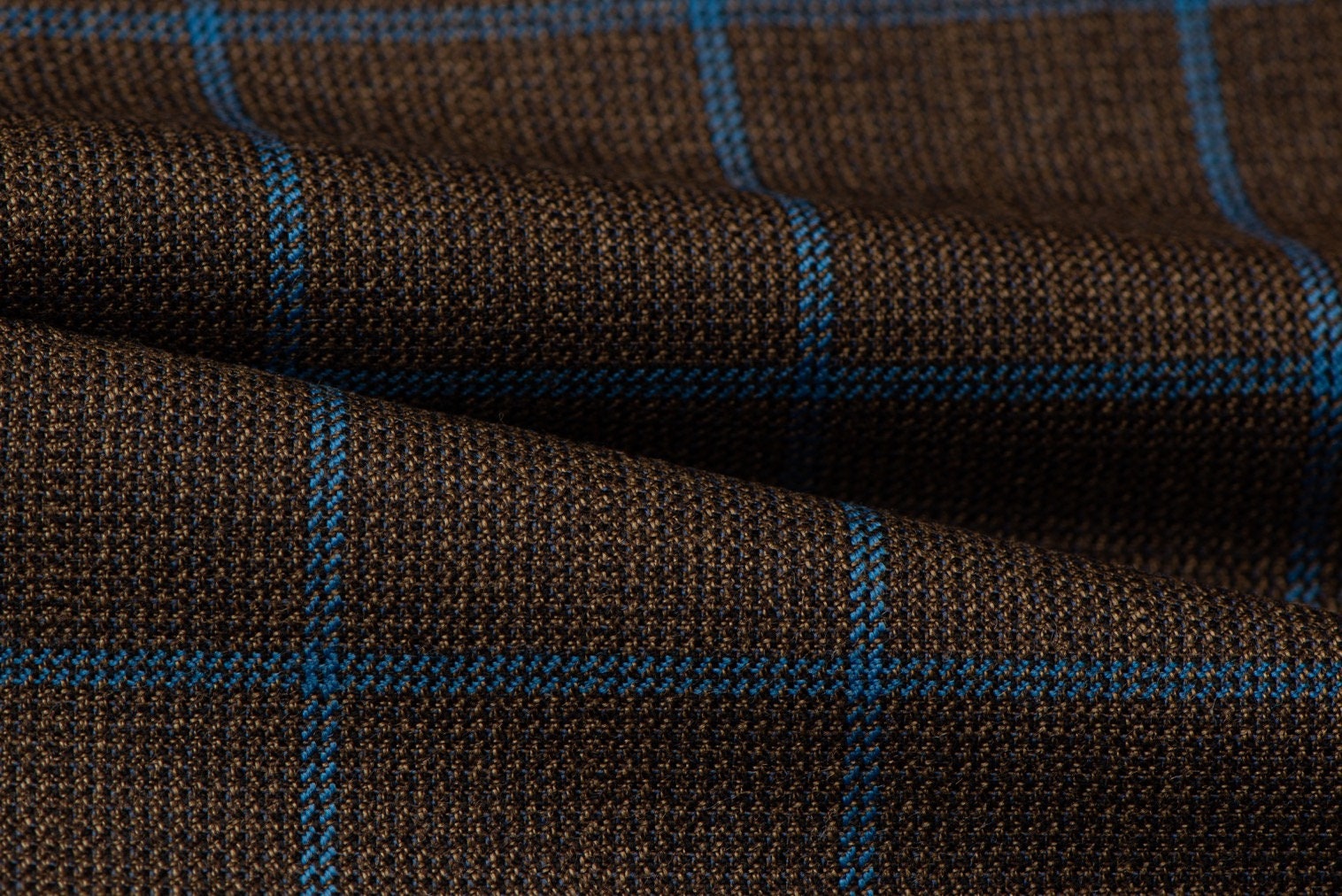 Brown With Blue Check Jacketing and Suiting Fabric - Etsy