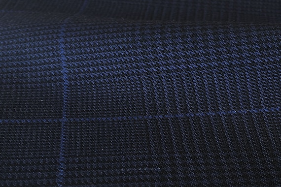 Navy Blue Plaid With Royal Blue Check Quartz Super 100's | Etsy