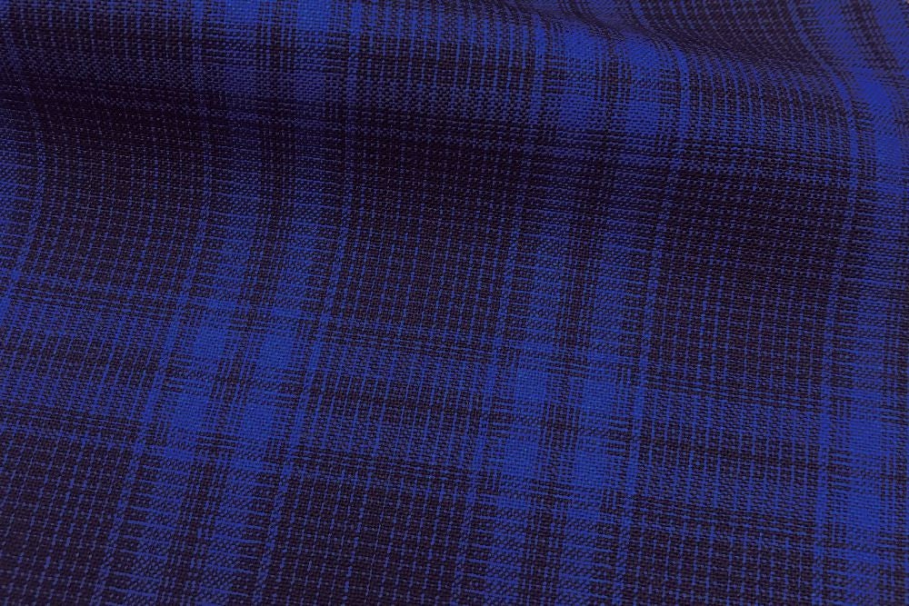 Navy With Blue Check Jacketing and Suiting Fabric - Etsy