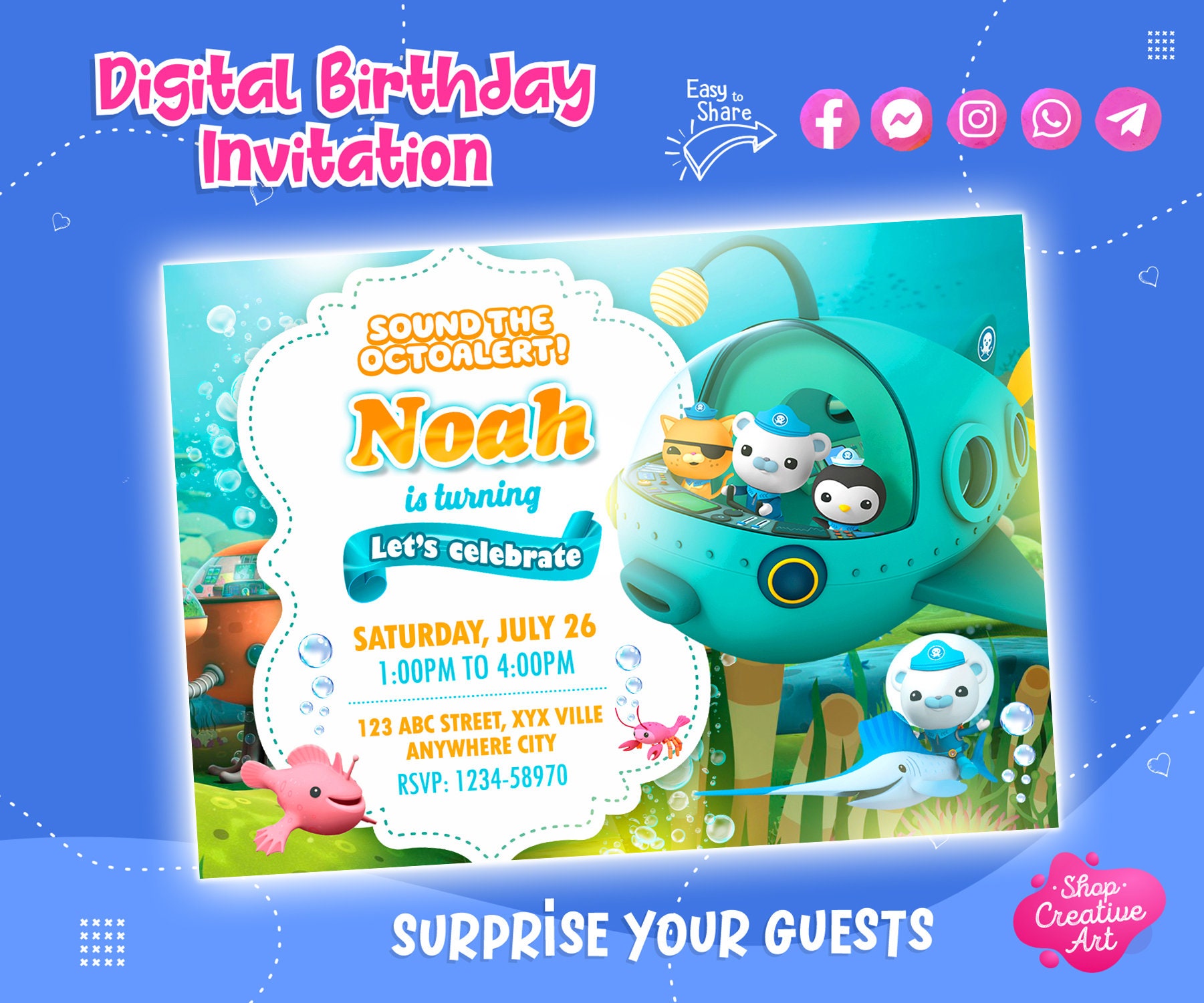 THE OCTONAUTS Birthday Invitation party, Printable Birthday Party ...