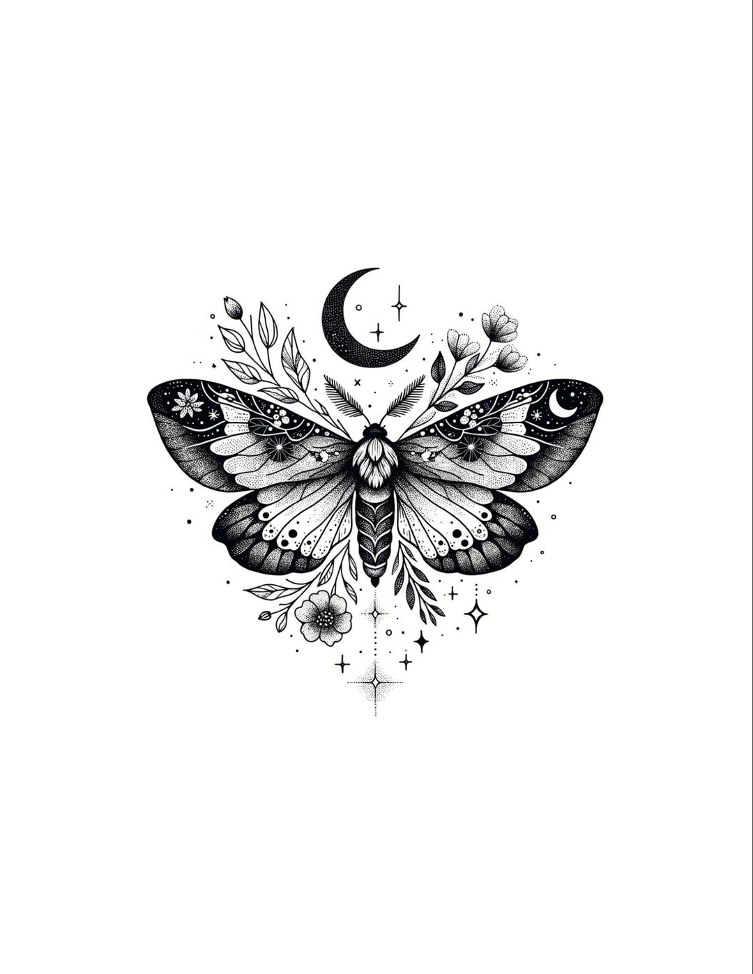 Celestial Moth Temporary Tattoo Pack set of 2 - Etsy