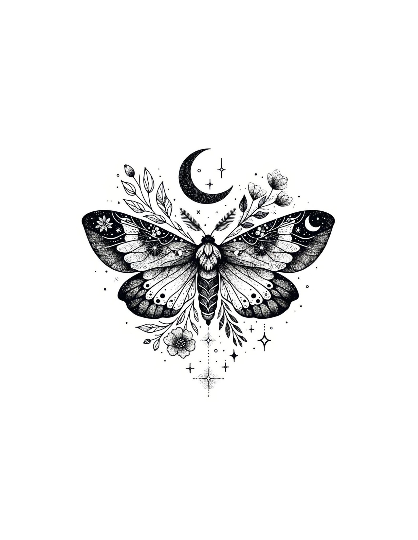 Celestial Moth Temporary Tattoo Pack set of 2 - Etsy