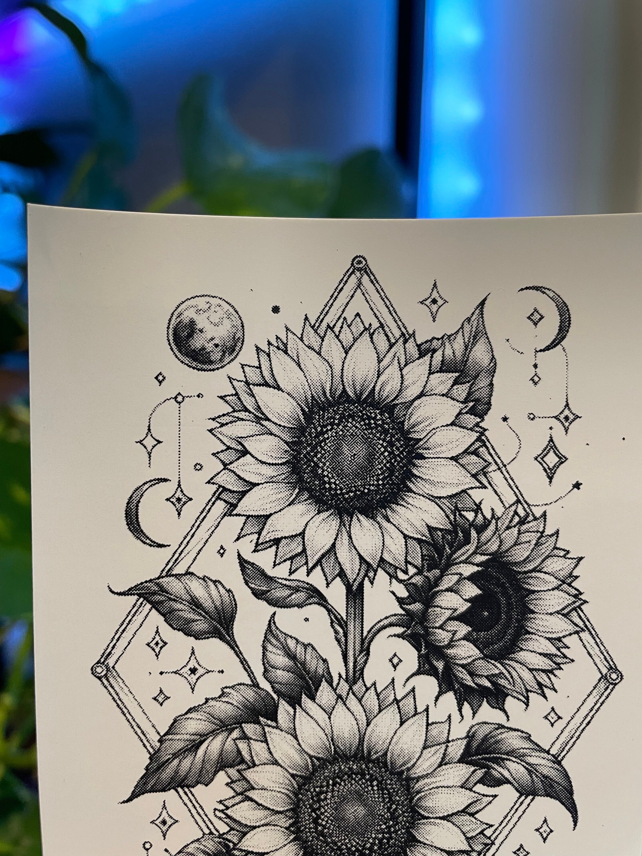 Celestial Sunflower Temporary Tattoo - Etsy