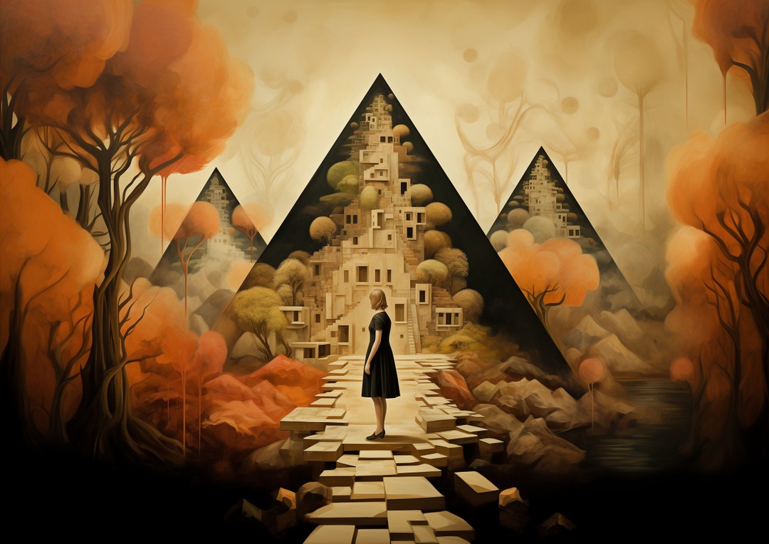 Mysterious Woman in Front of Abstract Pyramid Home Puzzle, Artsy Puzzle ...