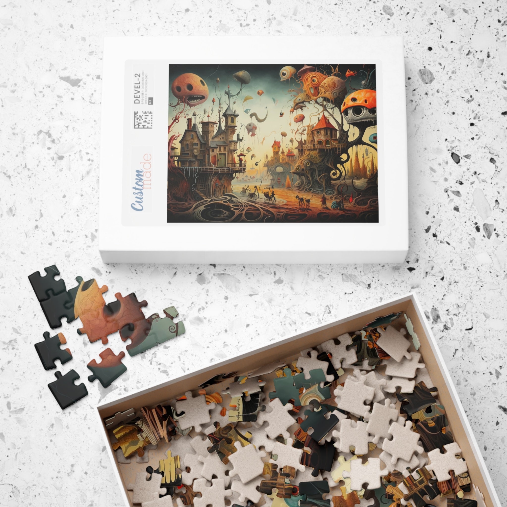 Fantasy Puzzle of A Colorful Surreal World With Houses on the Trees ...