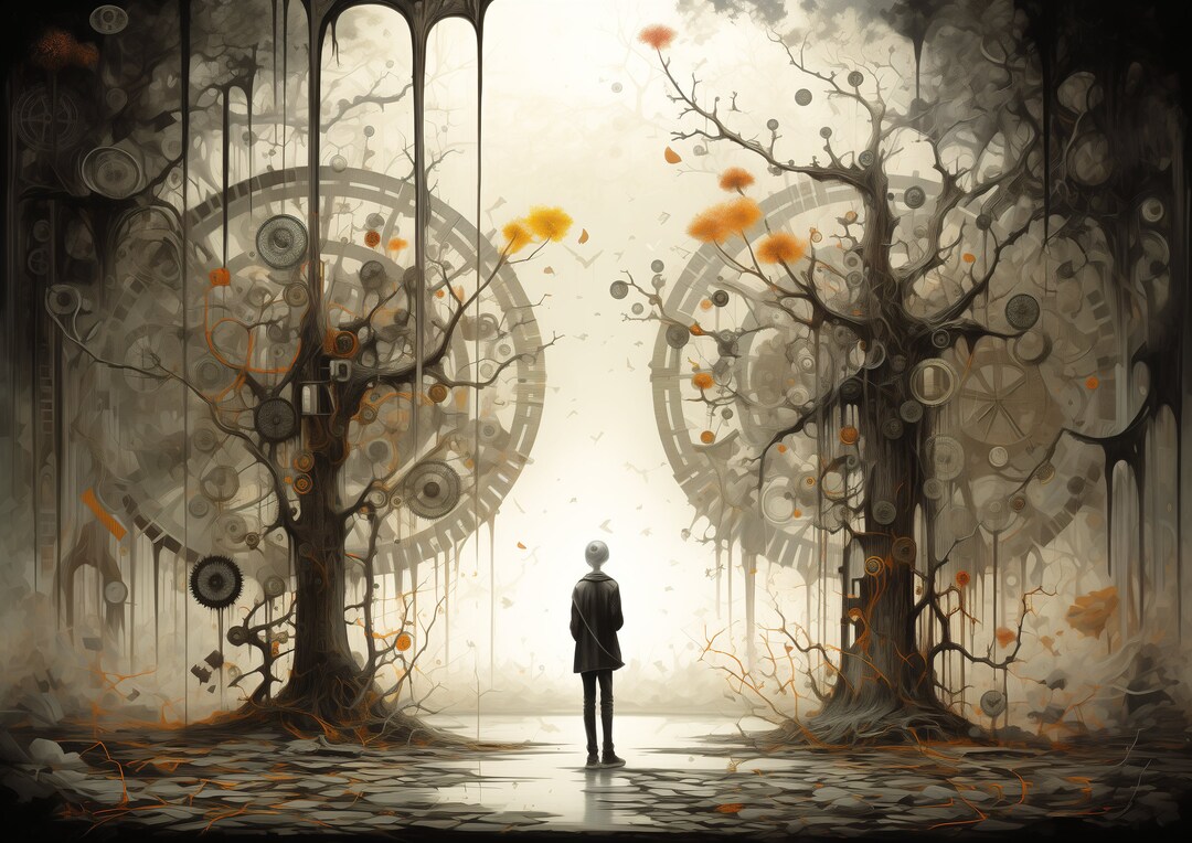 Alone and Unafraid With Bare Trees in a Dream, Surreal World Artsy ...