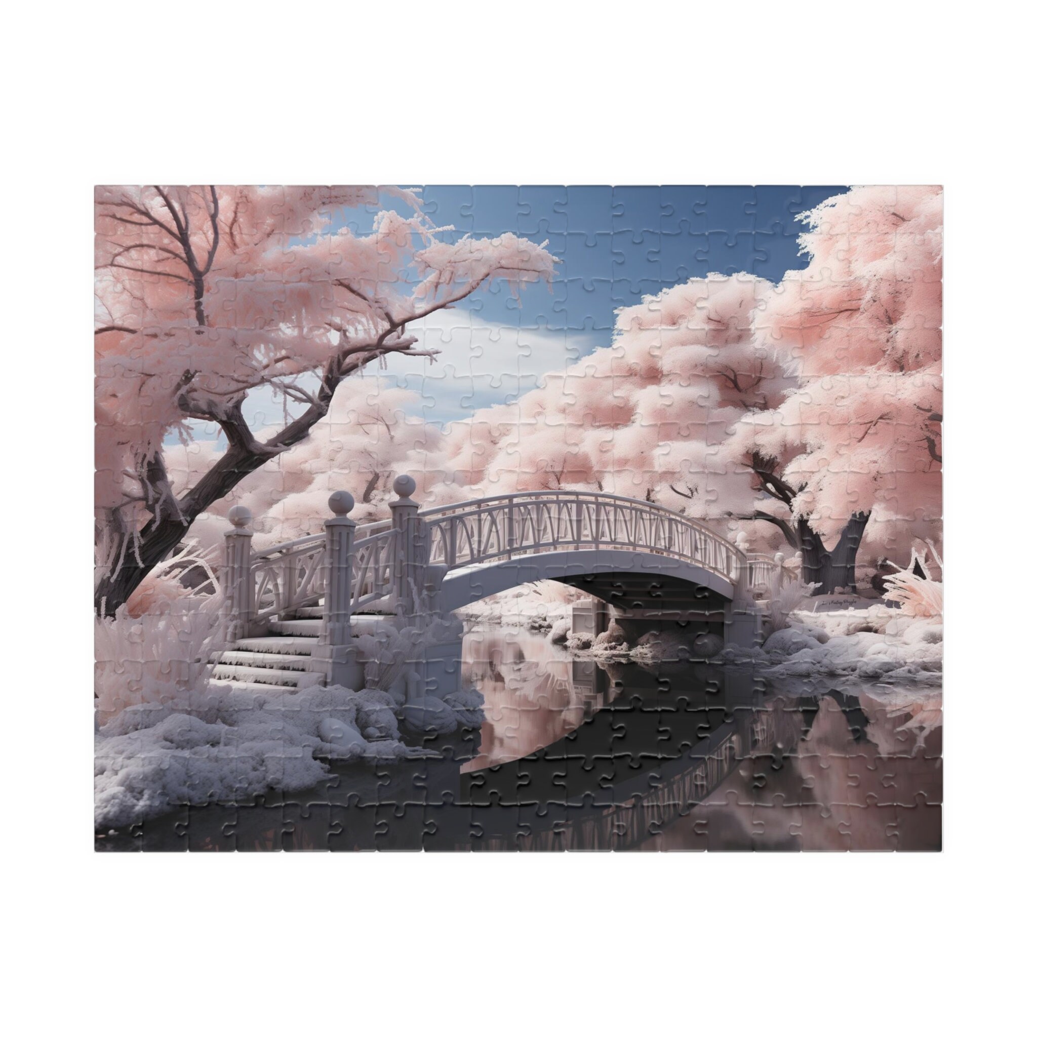 Surreal White Bridge Puzzle in a Pink Tinted Dream World, 250, 500 and ...