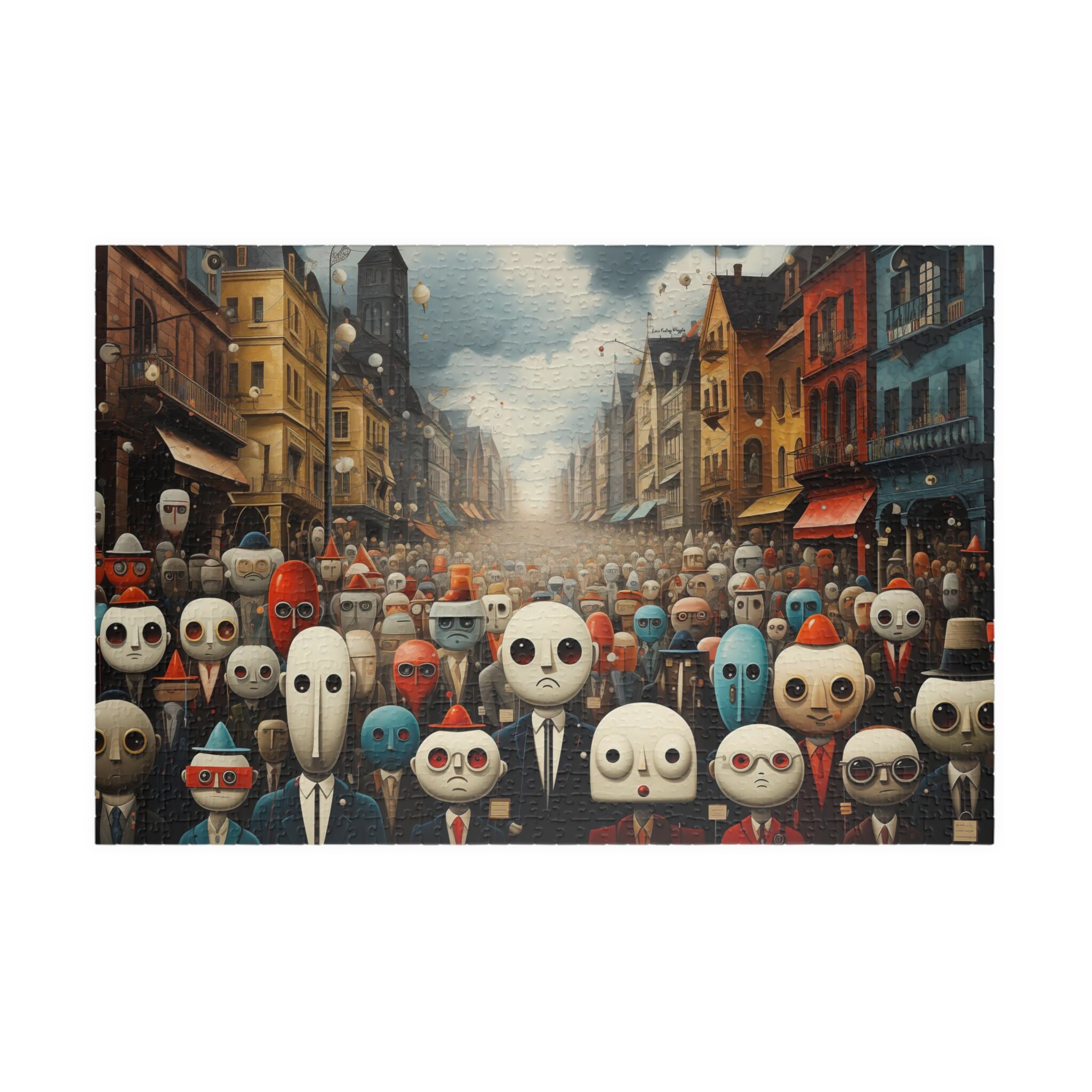 Artsy Puzzle of Staring Faces in the Urban Crowd, Colourful Jigsaw ...