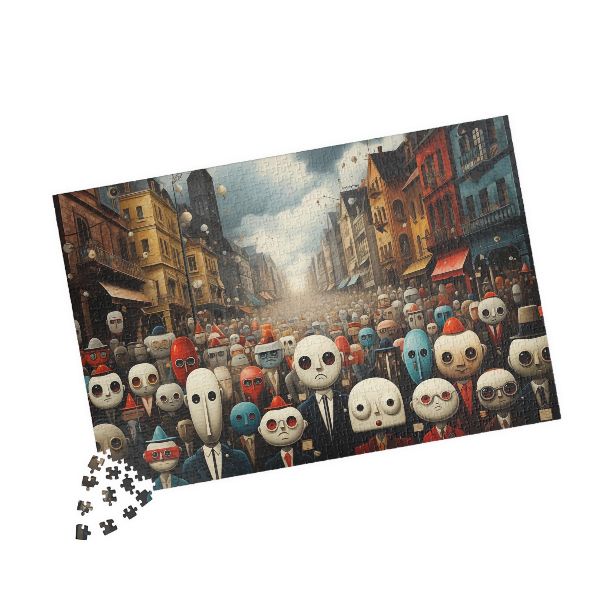 Artsy Puzzle of Staring Faces in the Urban Crowd, Colourful Jigsaw ...