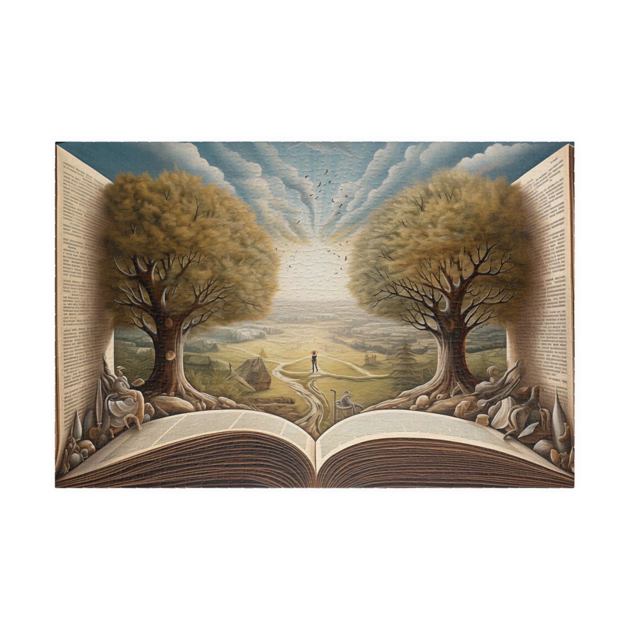 Fantasy Jigsaw Puzzle With an Opened Book and Rising World Unlocking ...