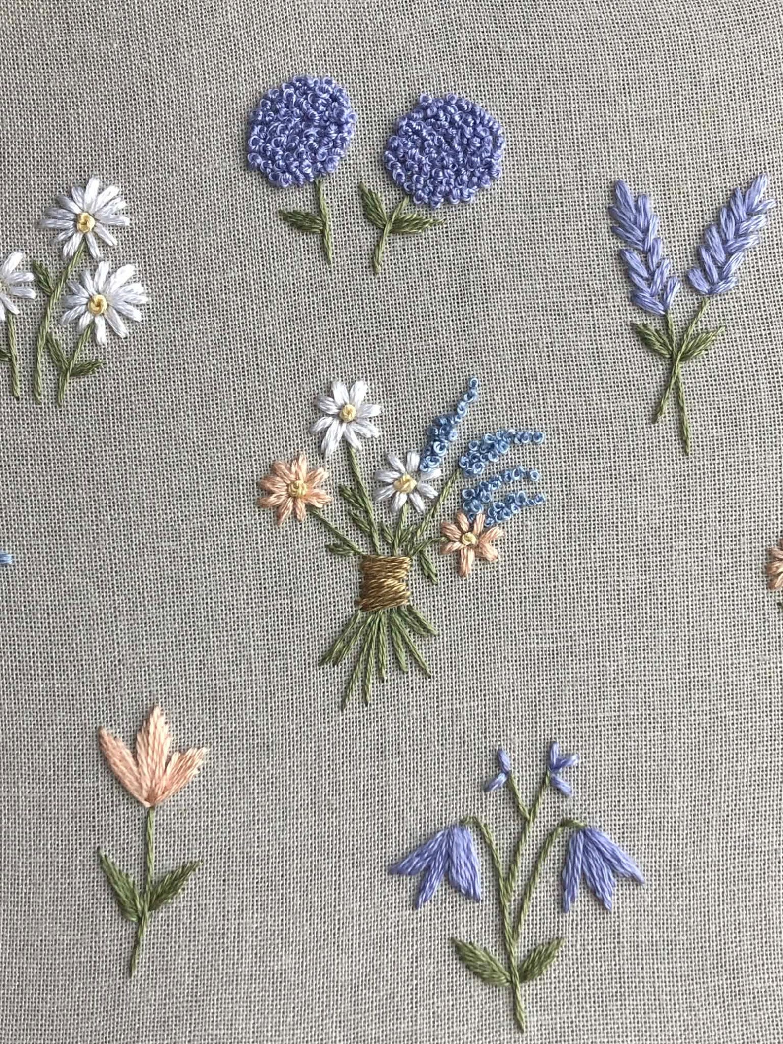 Tiny Flowers Hand Embroidery Pattern: Beginner Embroidery Floral Design ...