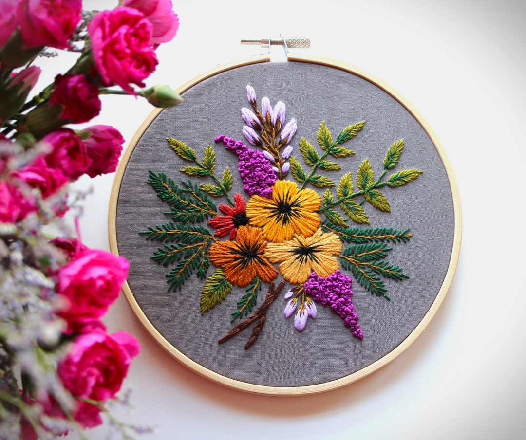 Autumn Bouquet Embroidery Pattern: Beginner Floral Design (PDF Pattern ...