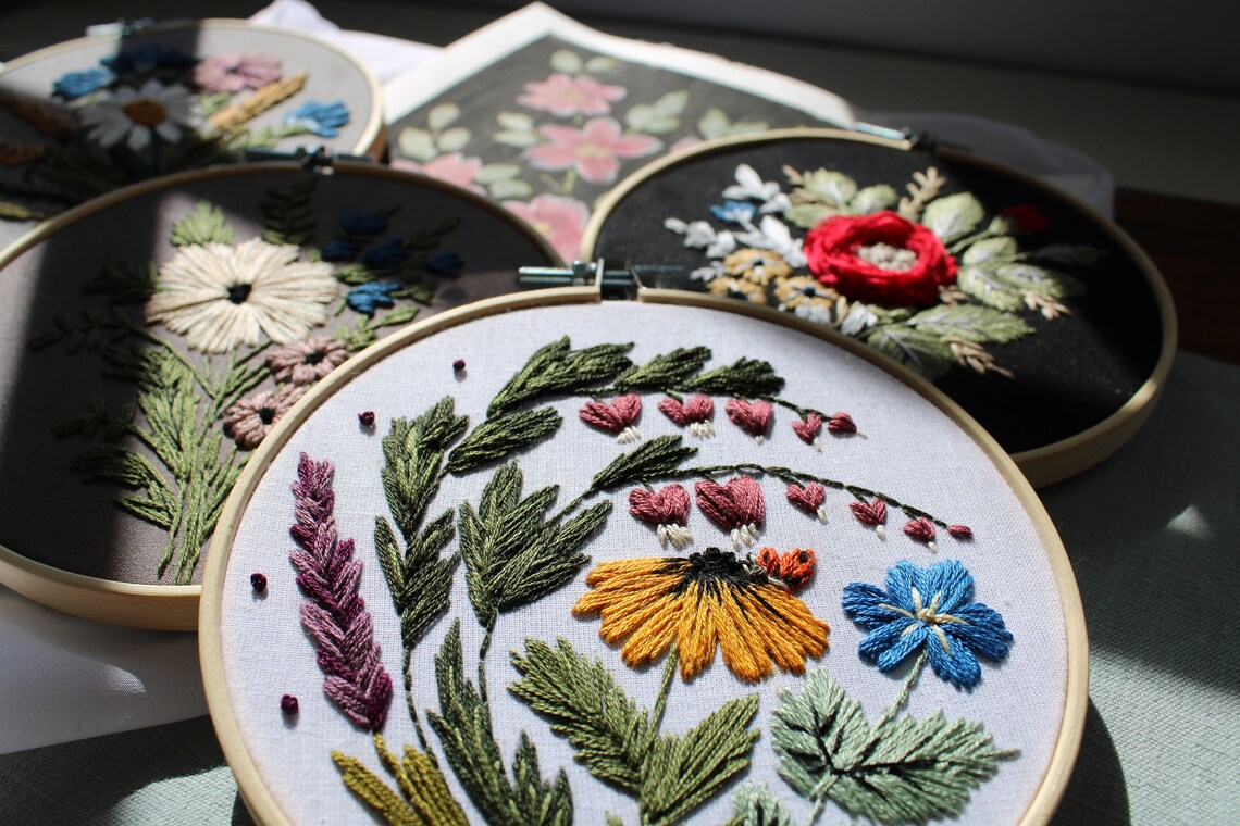 Embroidery PDF Pattern Floral Embroidery Pattern Flower | Etsy