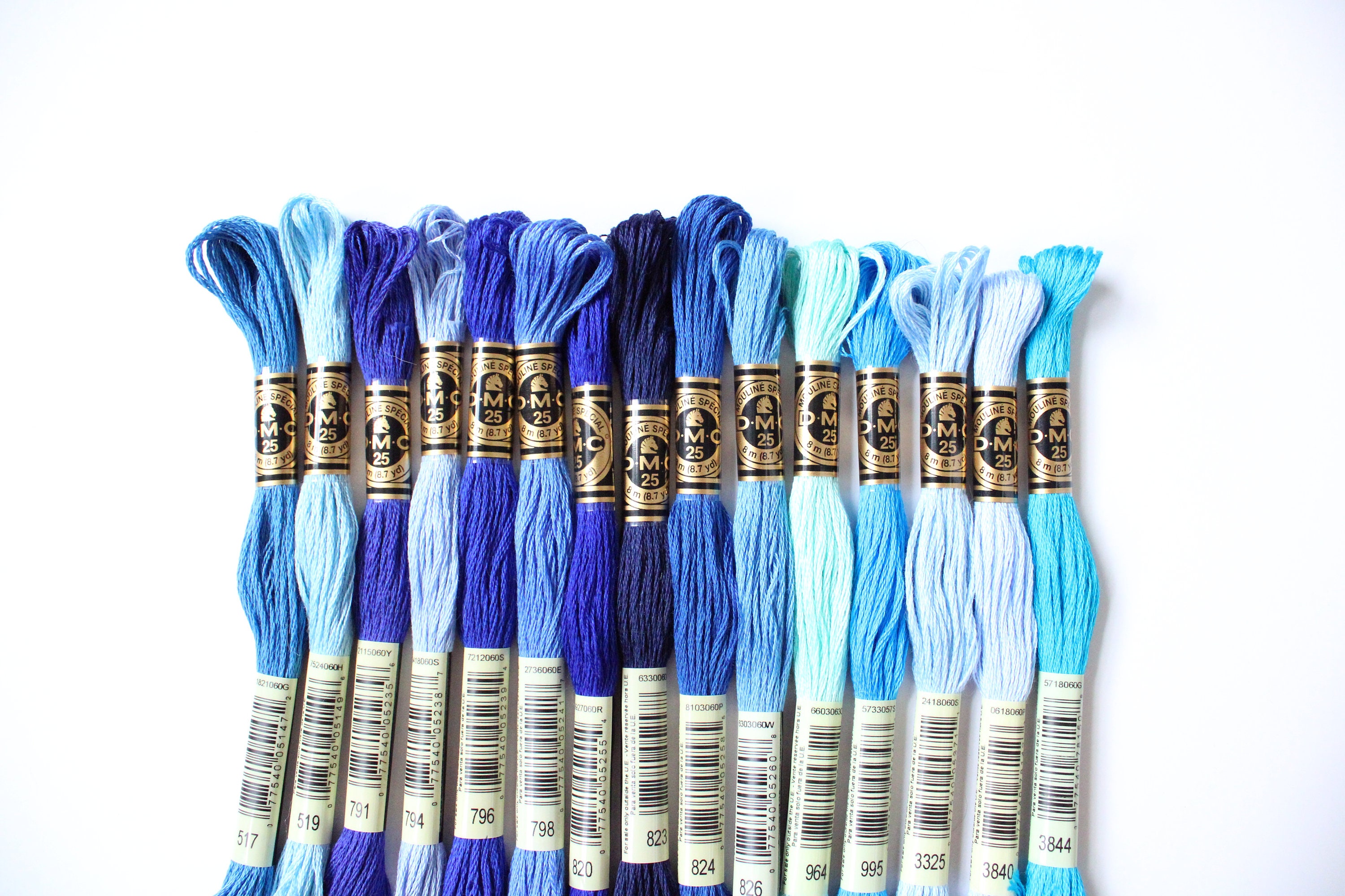 DMC thread pack 15 skeins blue shade colors for embroidery | Etsy