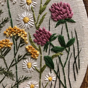 Warm Meadow - Embroidery PDF Pattern Download, Yellow Yarrow, Daisy ...