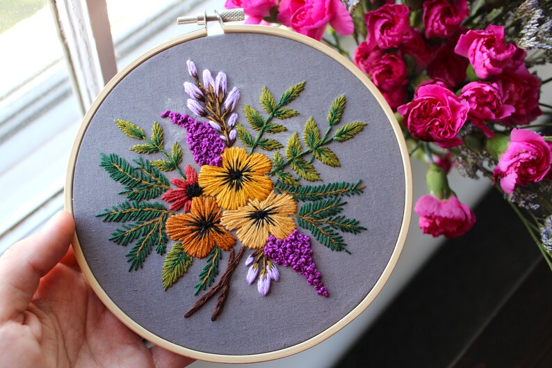 Autumn Bouquet Embroidery Pattern: Beginner Floral Design (PDF Pattern ...