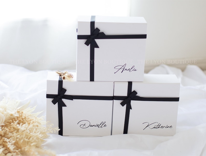 Luxury Ribbon Gift Box , Personalized Keepsake Box, Bridesmaid Gift Box ...