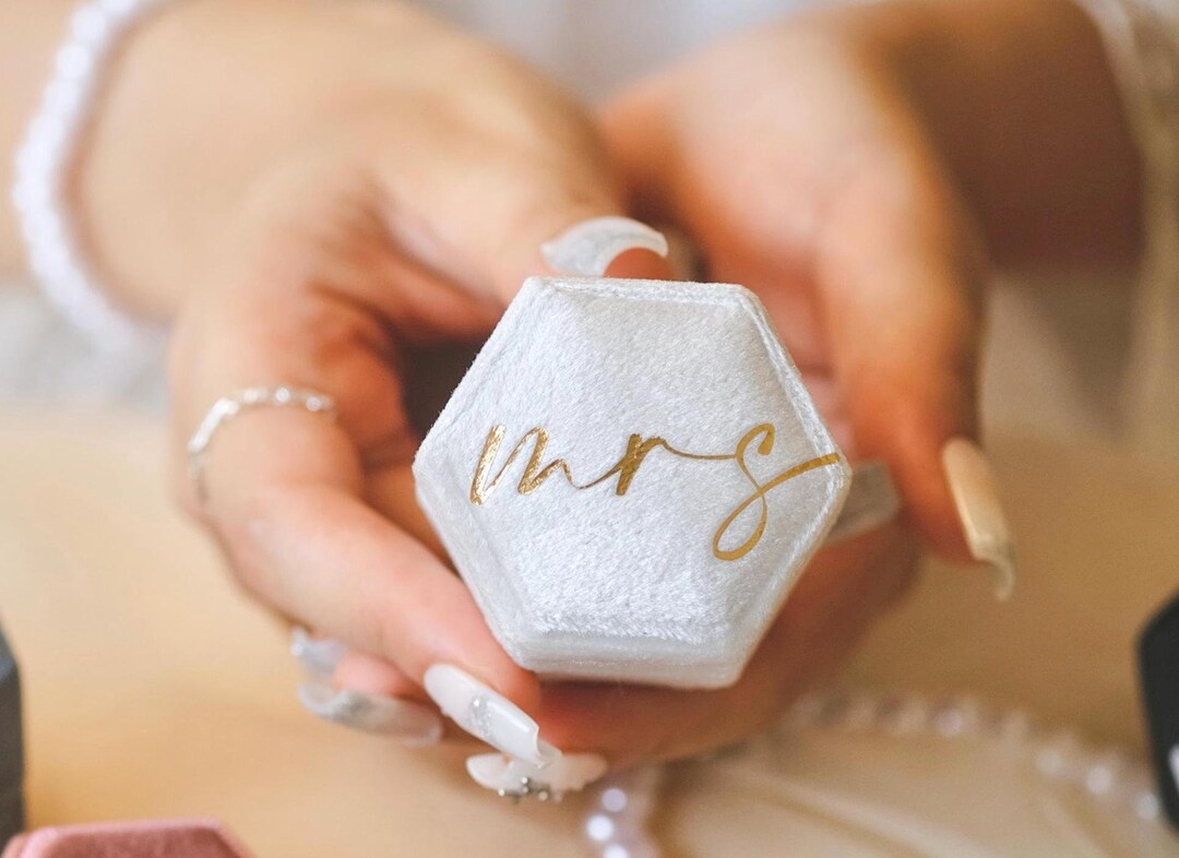 Wedding Ring Box Mrs Ring Box Hexagon Velvet Ring Box Engagement Gift ...