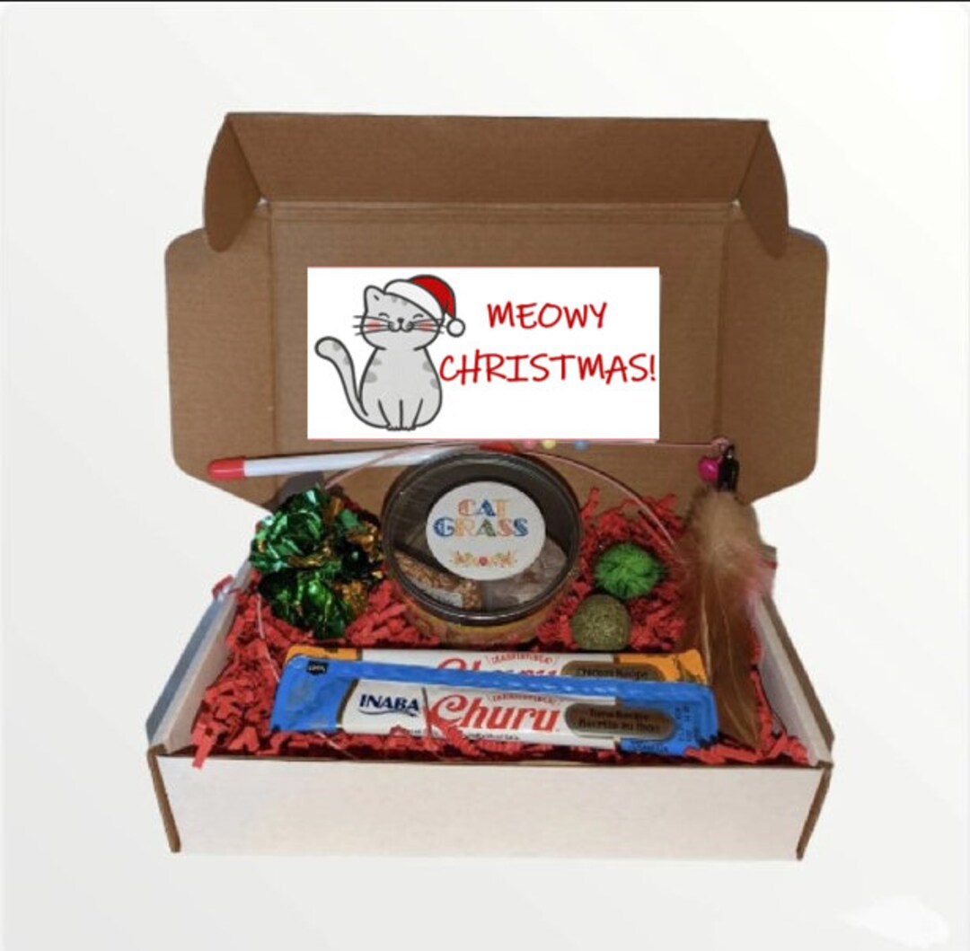 Christmas Cat Toy Gift Box Includes: Organic Cat Grass Kit - Etsy