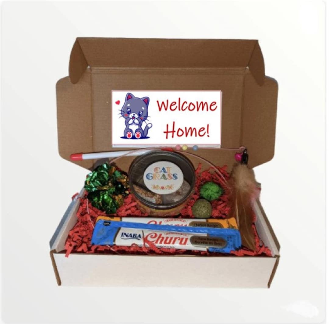 Welcome Home Cat Adoption Gift Includes: Organic Cat Grass Kit, Catnip ...