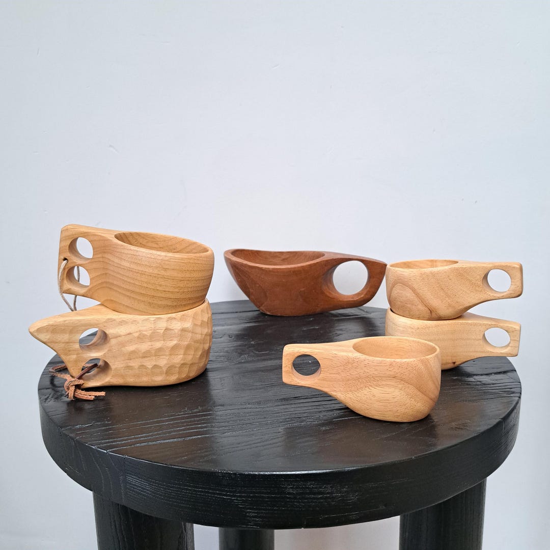 Set of 6 Vintage KUKSA Scandinavian Wooden Mugs From the 80s - Etsy