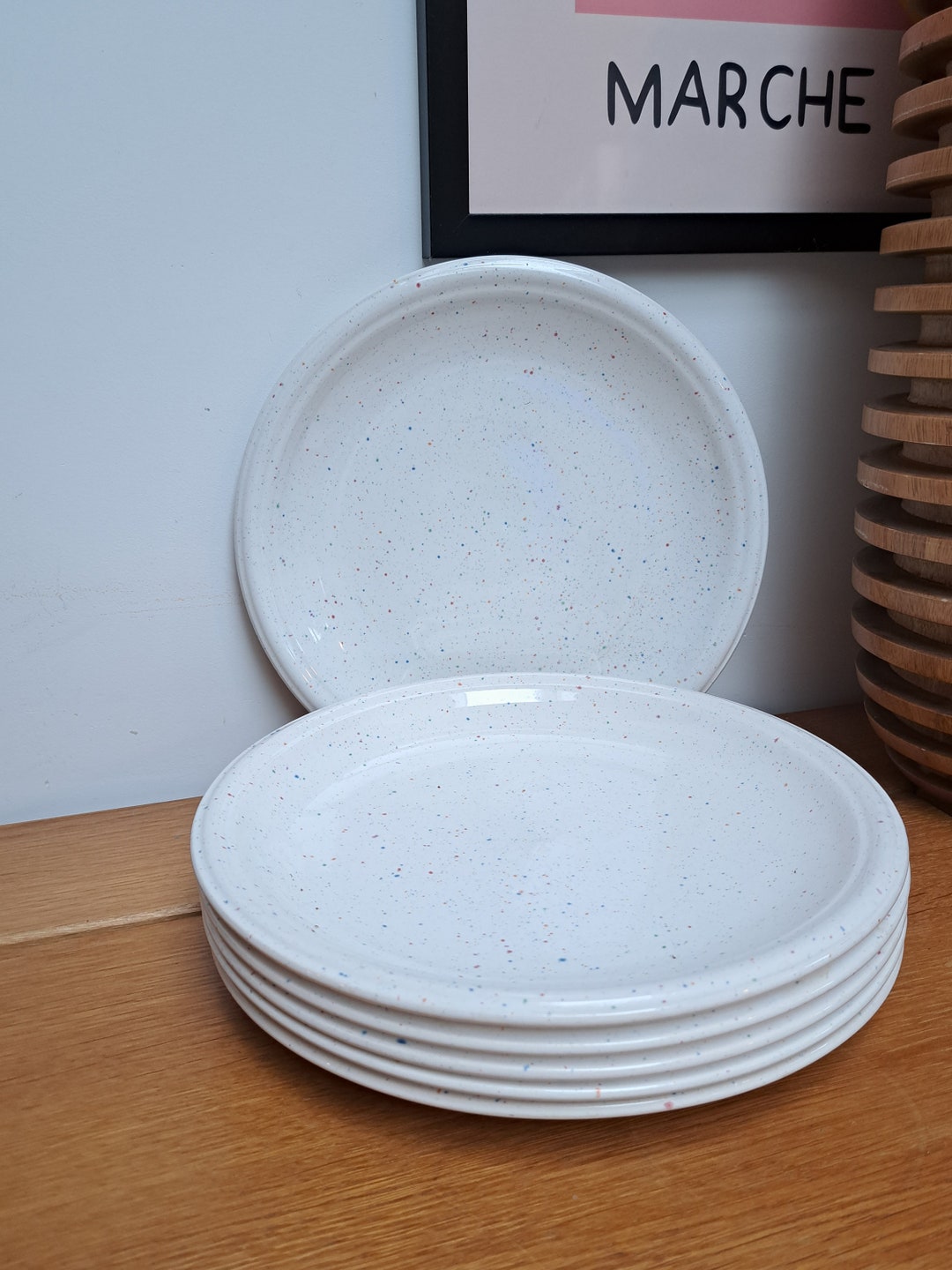 Set of 8 Vintage John Tams England Banquet Confetti Printed Dinner ...