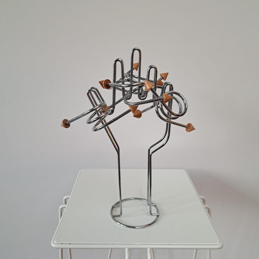 Vintage Set of POSTMODERN Style Metal Hand and 6 Spiral Napkin Holders ...