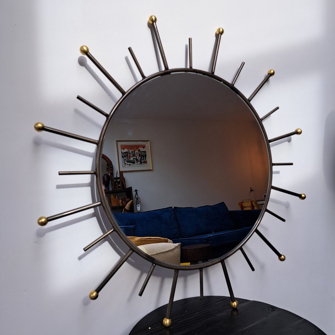 Vintage BRUTALIST Design SUNBURST Wall Mirror From the 80s - Etsy