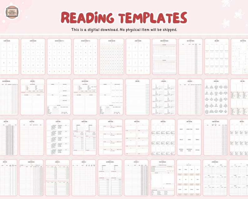 Reading Templates in PNG & PDF for Your Digital Planner and Journal ...
