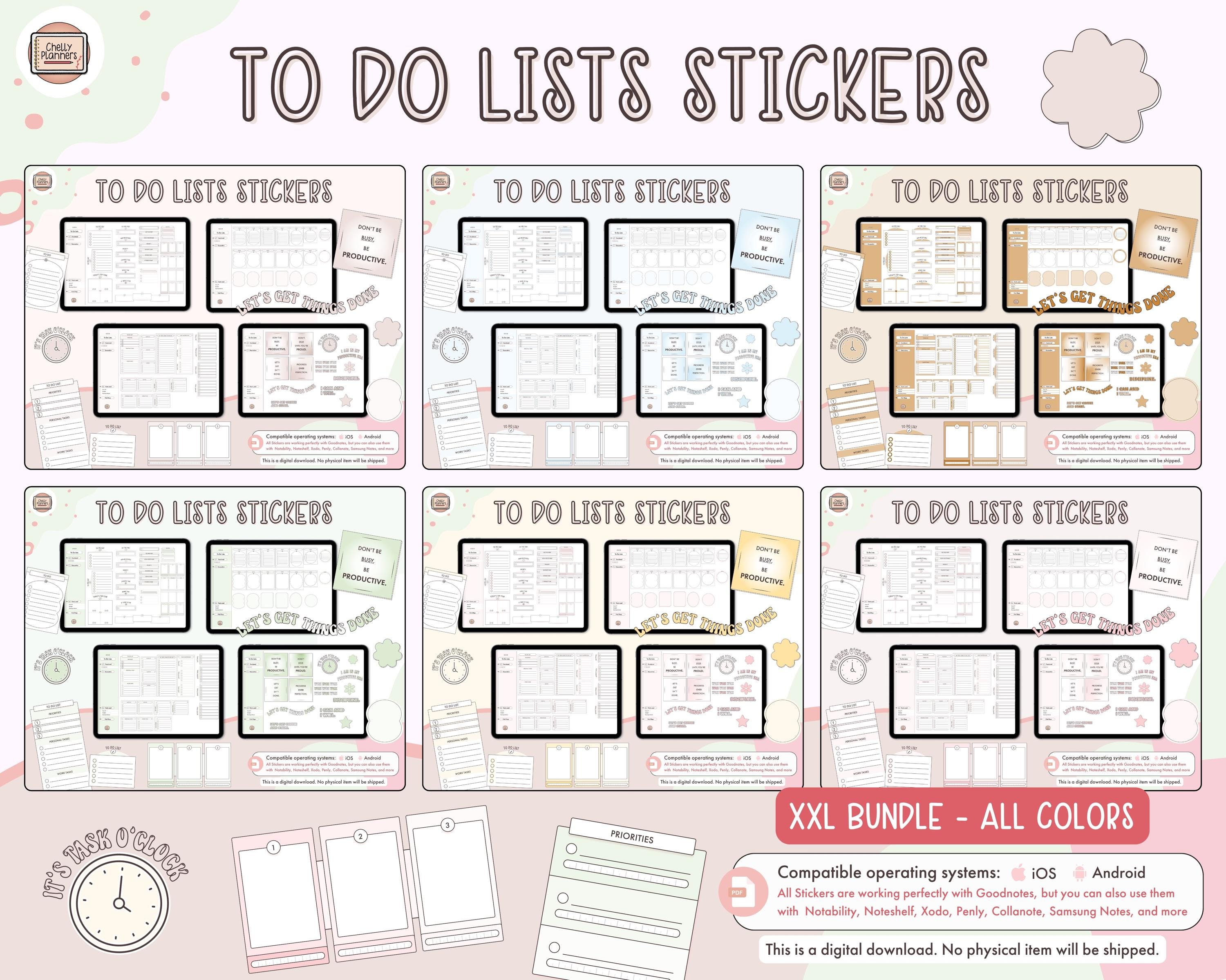 Digital To-do List Stickers, Functional Planner Widgets (goodnotes, PNG ...