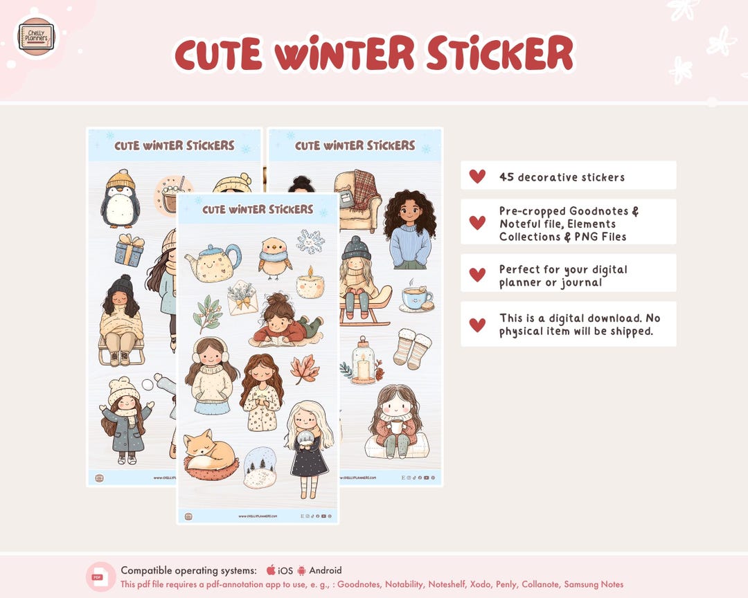 Winter Digital Planner Stickers (goodnotes, Noteful, PNG) - Etsy