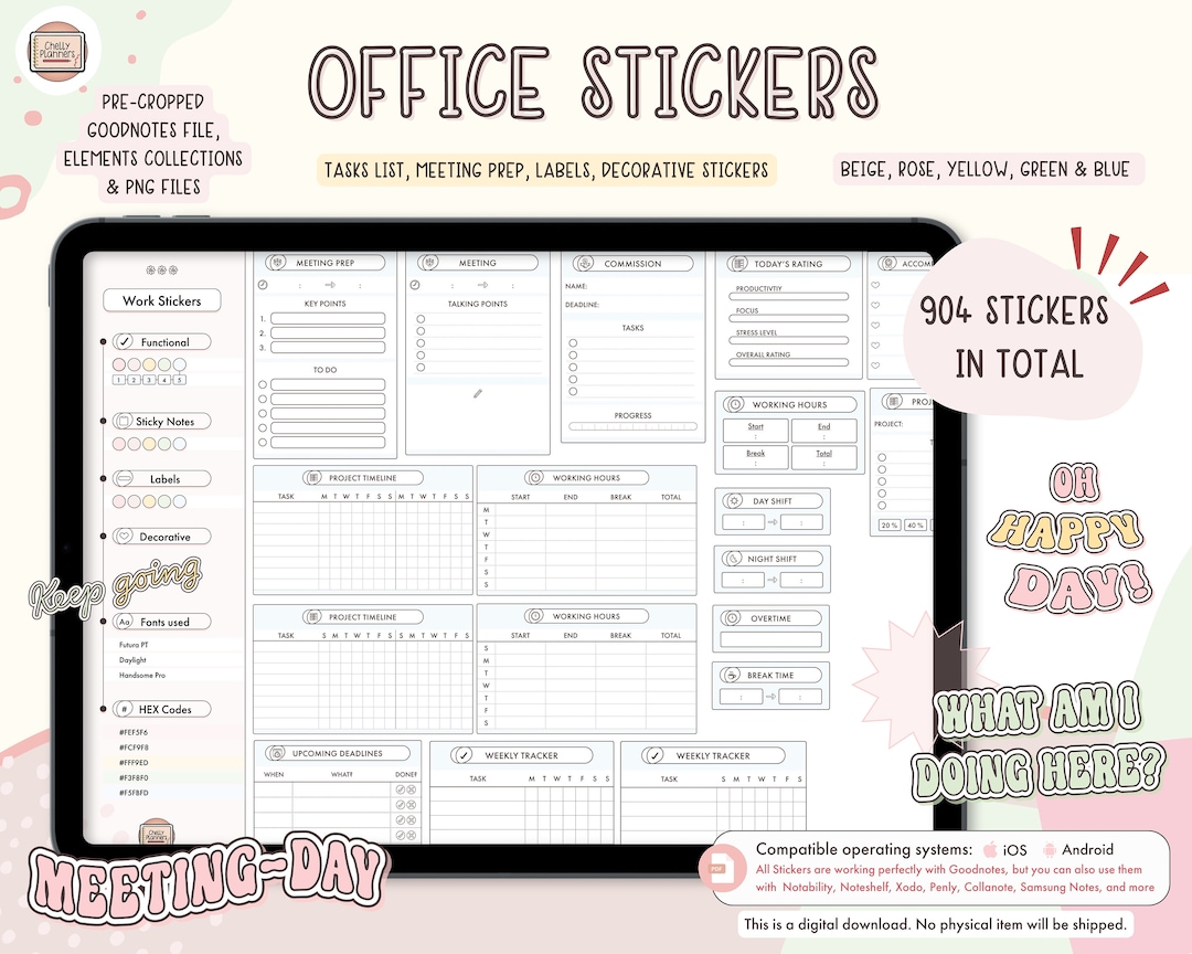 Digital Office Stickers / Digital Stickers for Your Digital Planner ...