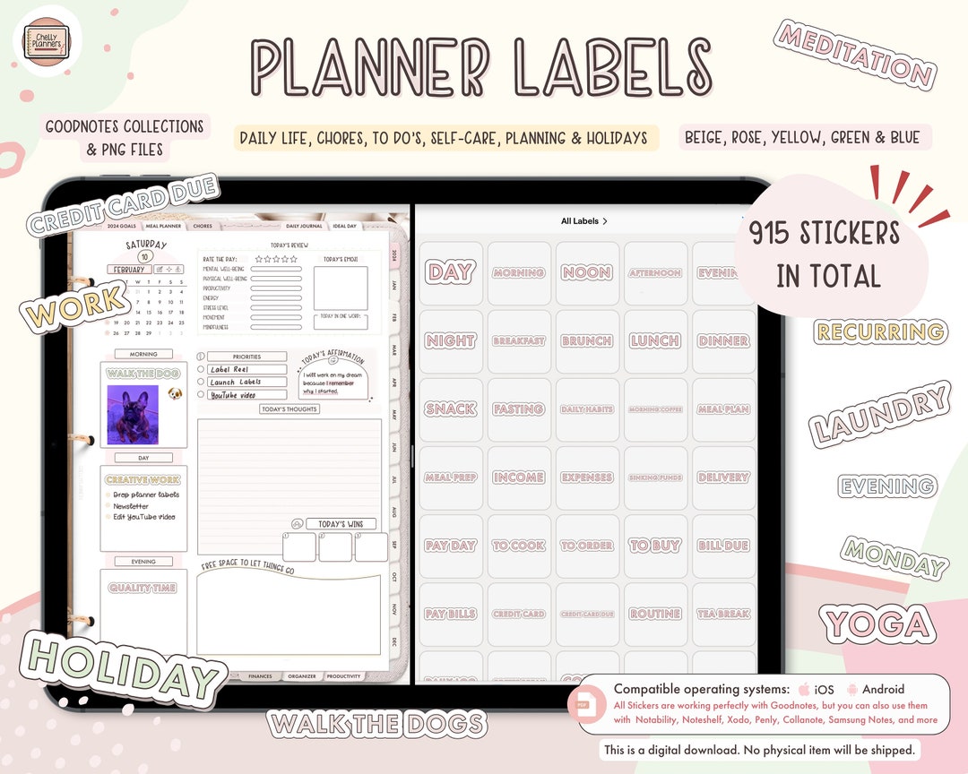 Digital Planner Labels / Digital Stickers for Your Digital Planner ...
