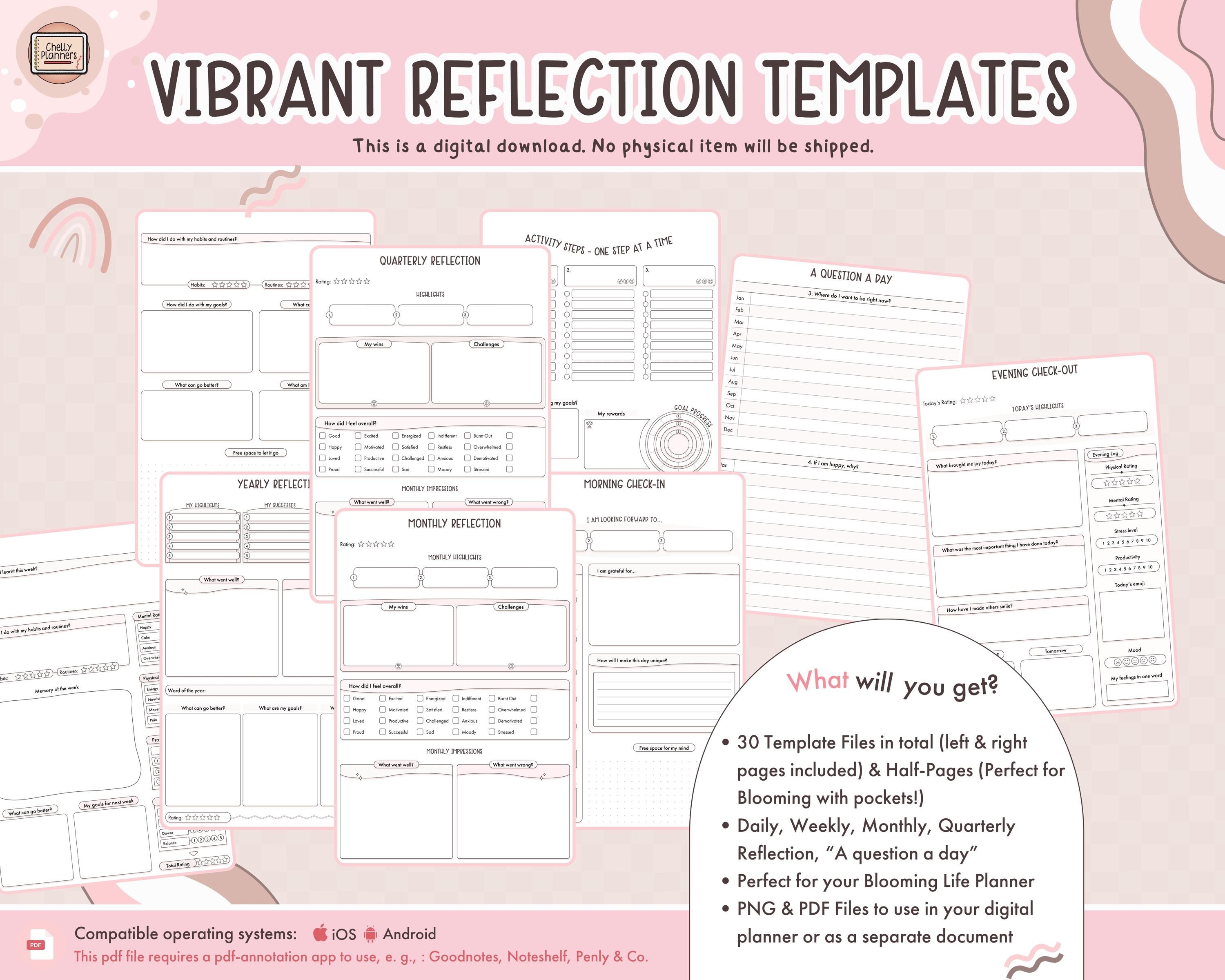 Vibrant Reflection Digital Planner Templates (PDF, PNG) - Etsy