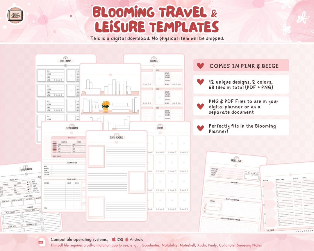 Blooming Travel & Leisure Templates in PNG and PDF for Your Digital ...
