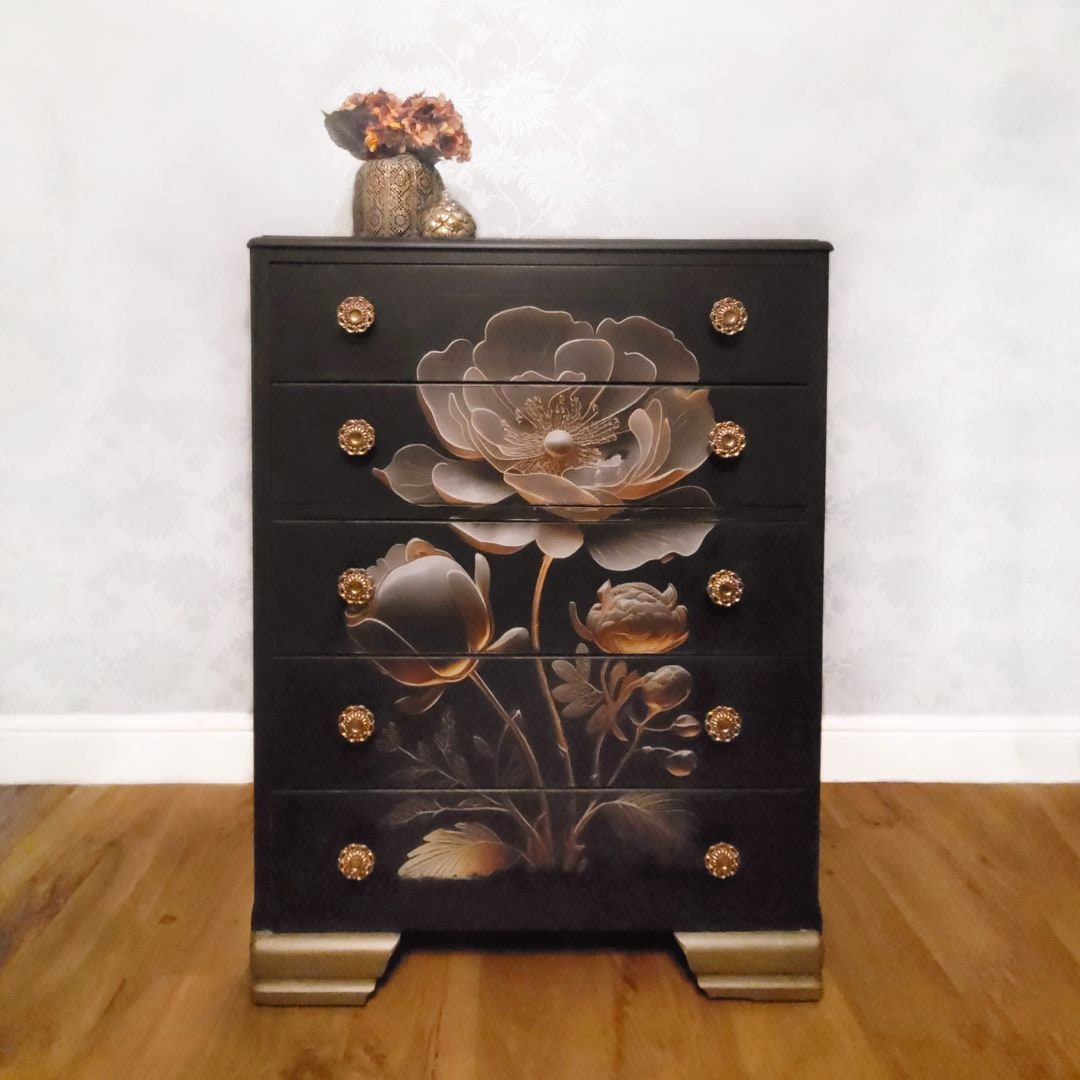 Exotic Night Garden Lebus Style Cast Iron Grey Chest of Drawers ...