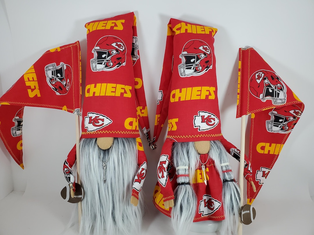 KC Chiefs Gnomes, With Matching Pennant Flag! Sports Fans Will Love ...