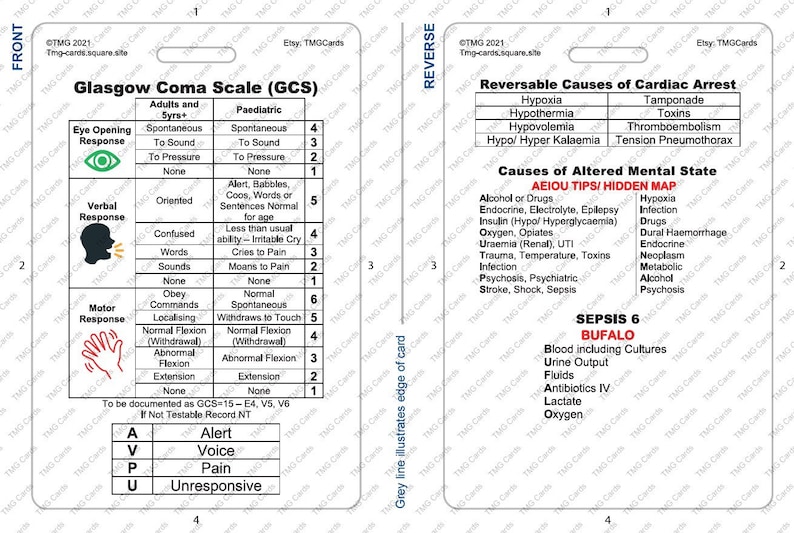 GCS Sepsis 6 Causes of Altered Mental State Reversible - Etsy