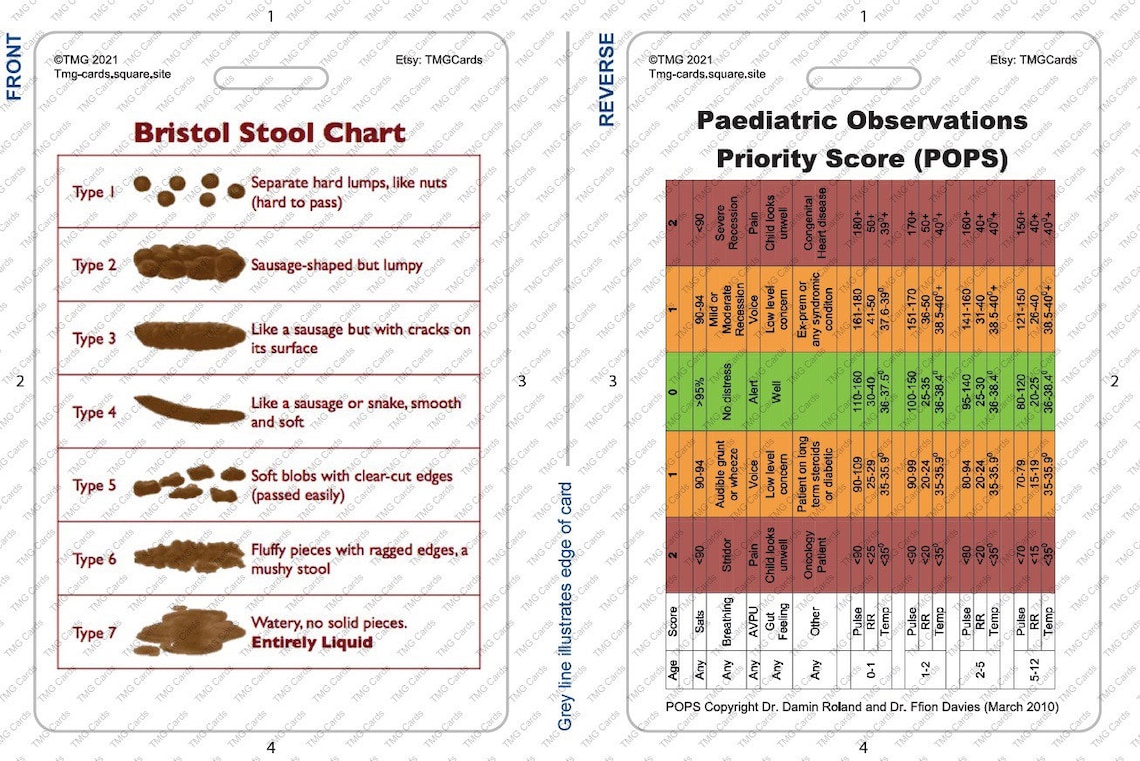 Bristol Stool Chart and Paediatric Observation Priority - Etsy UK