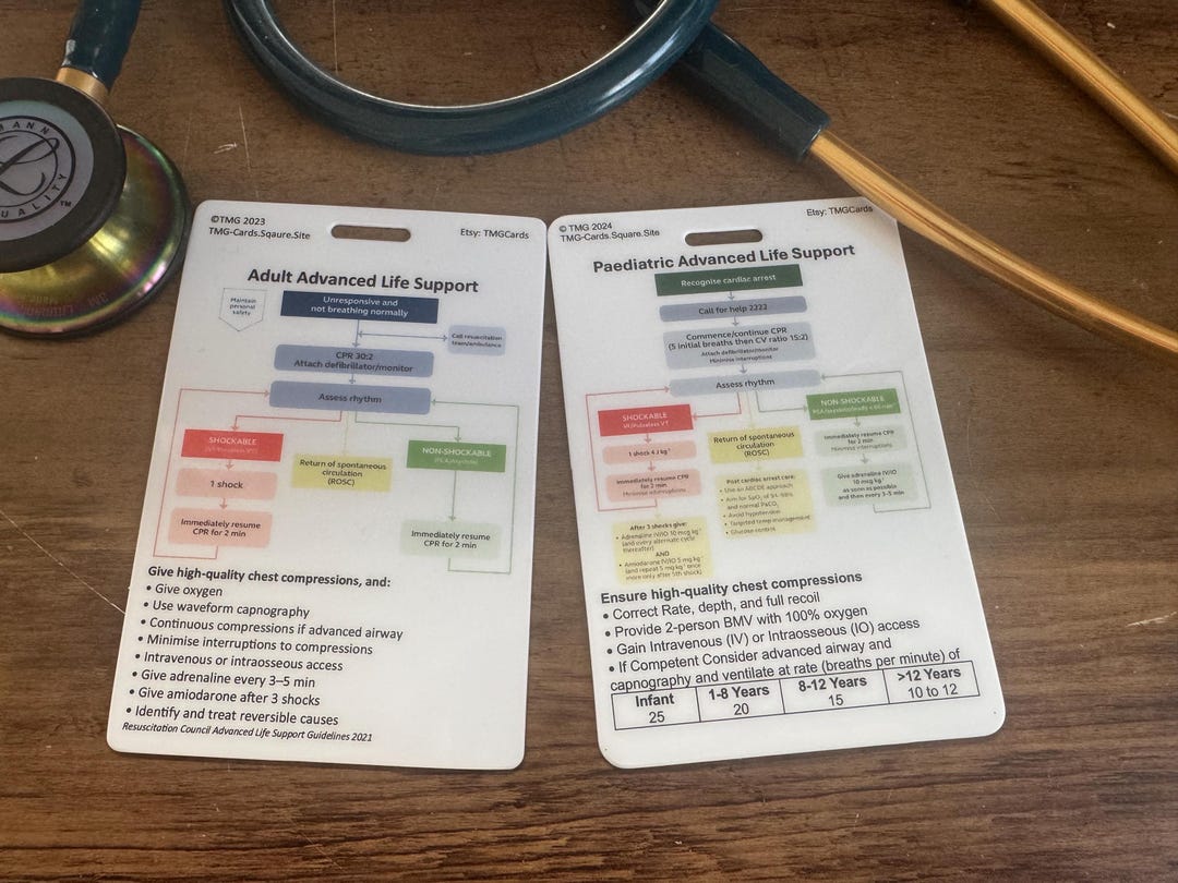 ALS Algorithm Pocket Card Bundle, Adult & Paediatric Healthcare - Etsy
